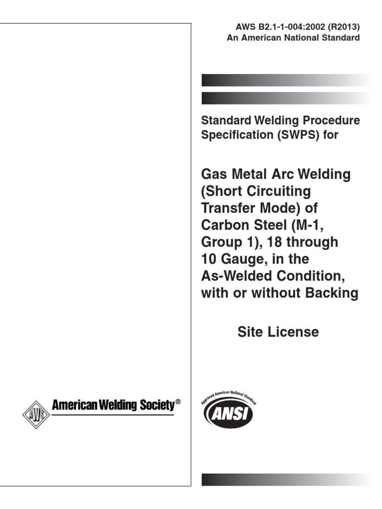 AWS_B2_1_1_004_2013_SWPS_GMAW_Short | PDF | Welding | Construction