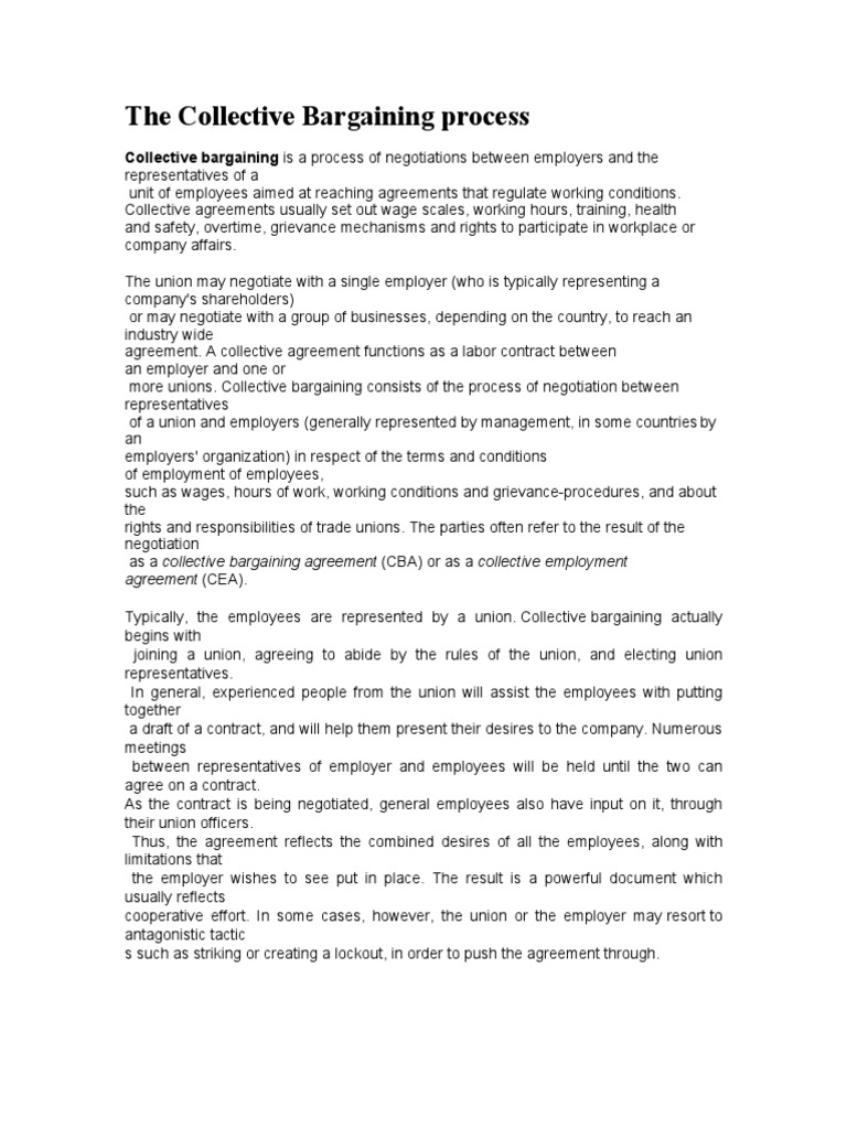 The Collective Bargaining Process | PDF | Collective Bargaining ...
