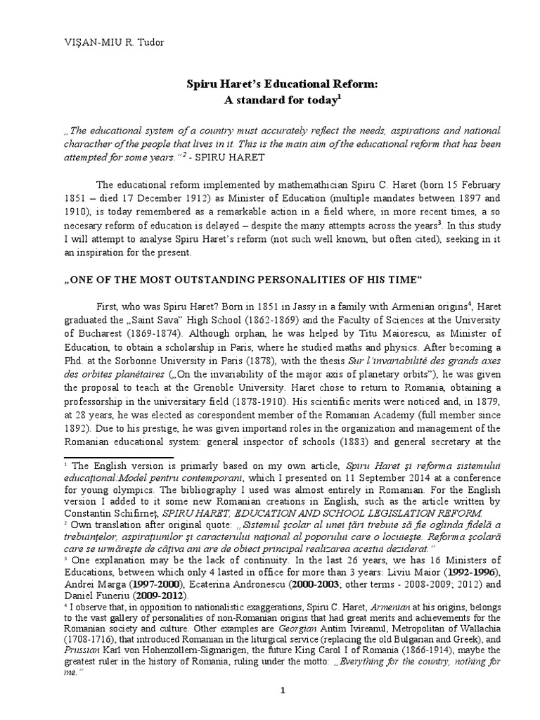 Spiru Haret's Educational Reform | PDF | Romania