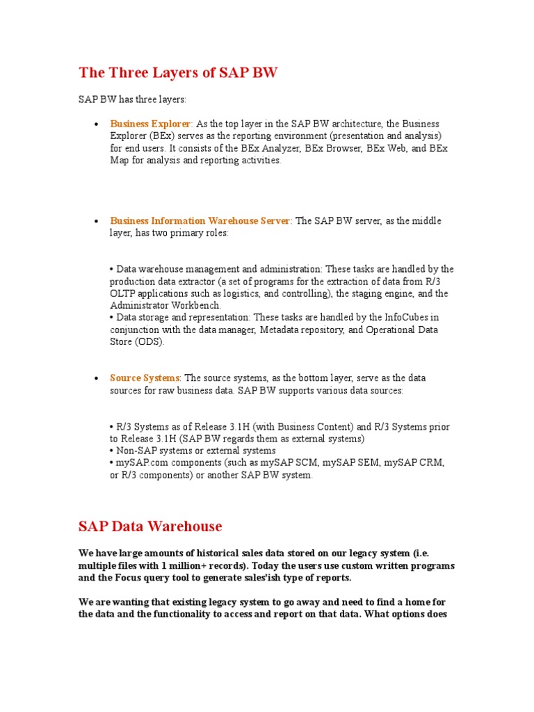 The Three Layers of SAP BW | PDF | Database Index | Data Warehouse