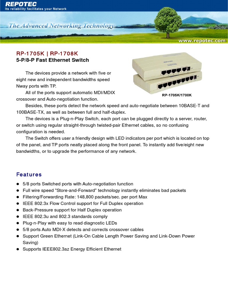 RP-1708K - Data Sheet | PDF | Ethernet | Internet Architecture