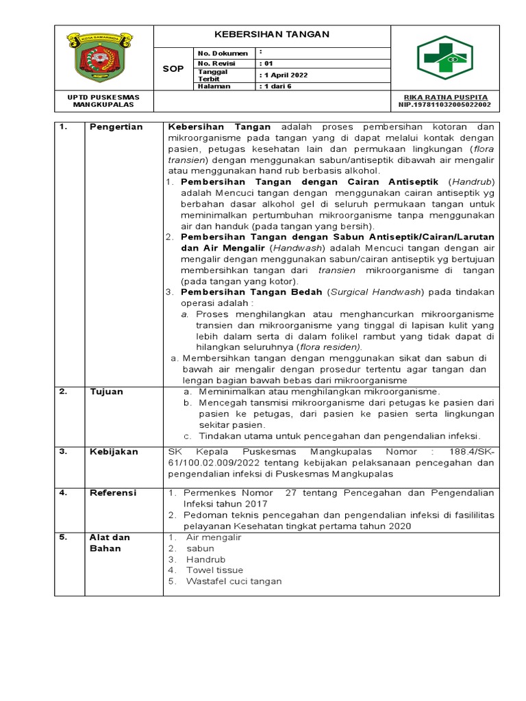 Sop Kebersihan Tangan | PDF | Griya & Taman | Kesehatan Holistik