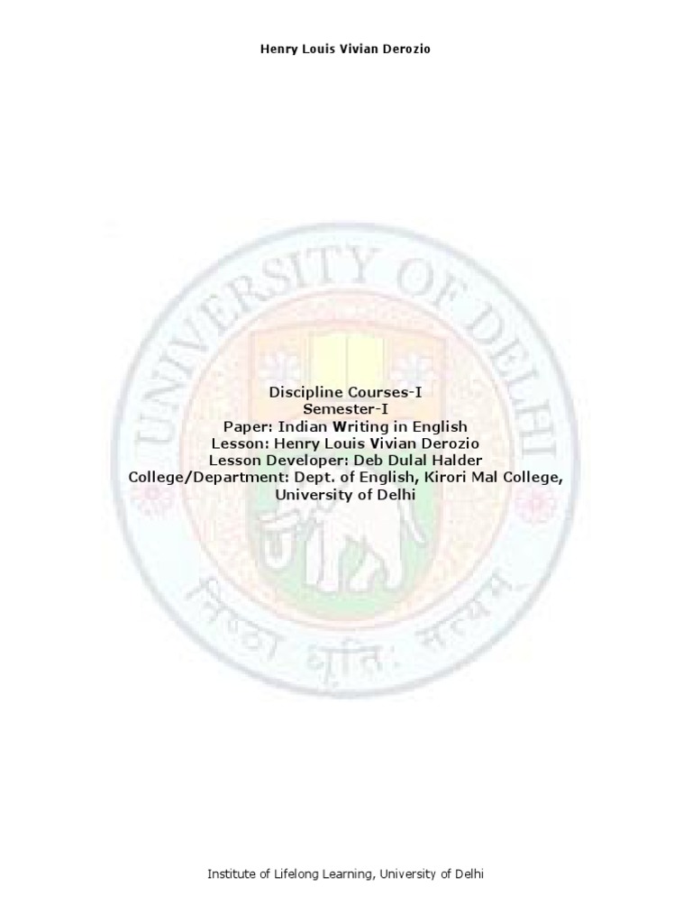 Henry Louis Vivian Derozio | PDF