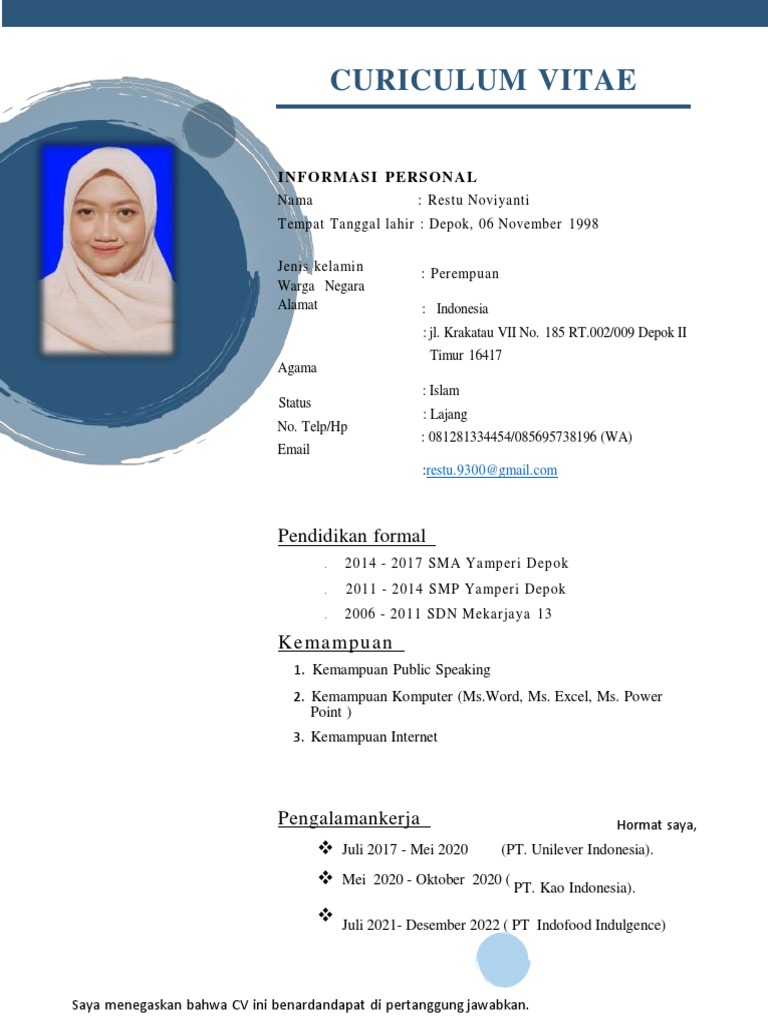 CURICULUM VITAE Restu NEW | PDF
