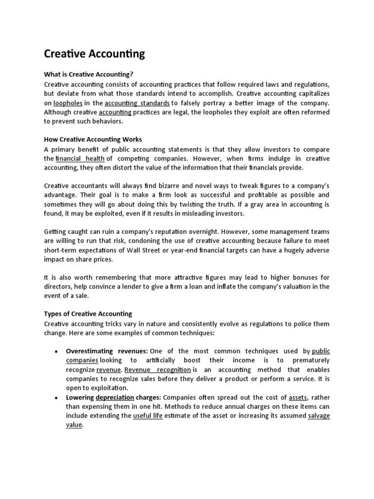 Creative Accounting | PDF | Inventory | Accounting