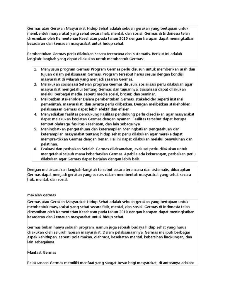 Langkah Membangun Germas Sehat di Indonesia | PDF | Gaya Hidup