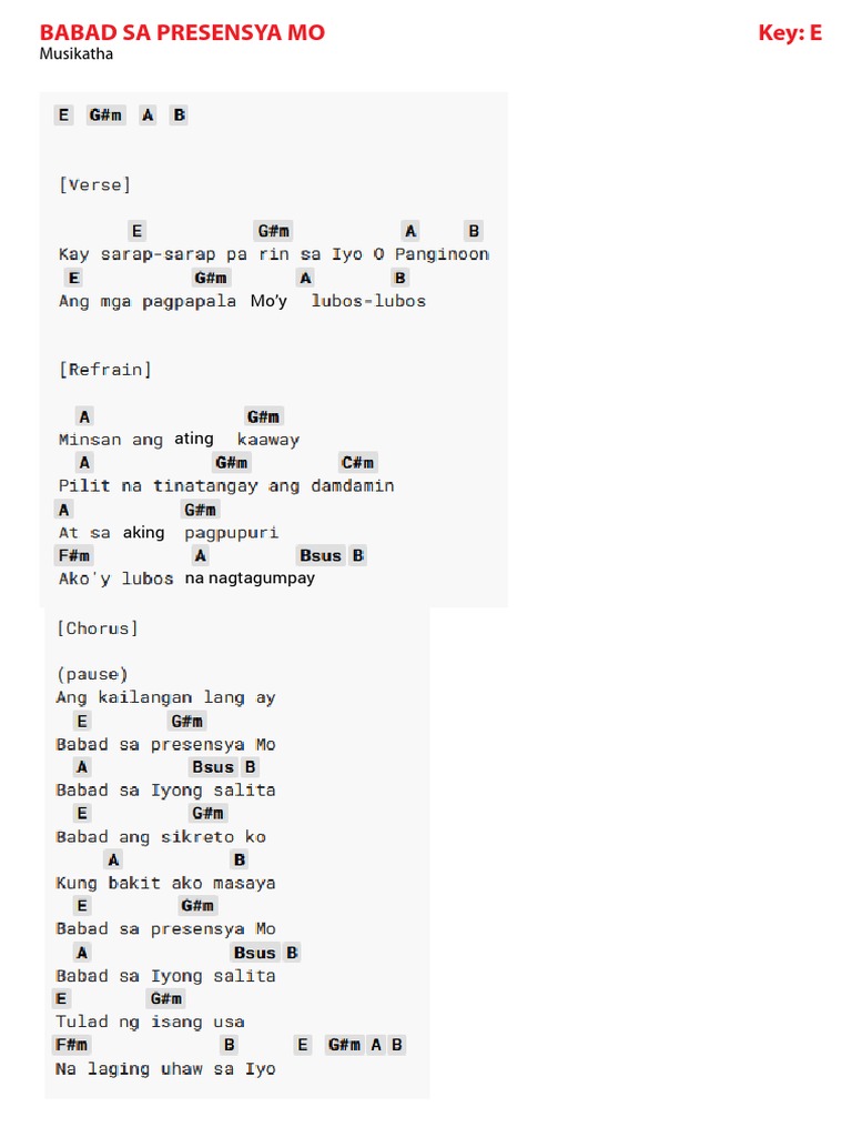 Babad Sa Presensya Mo - Musikatha - E | PDF