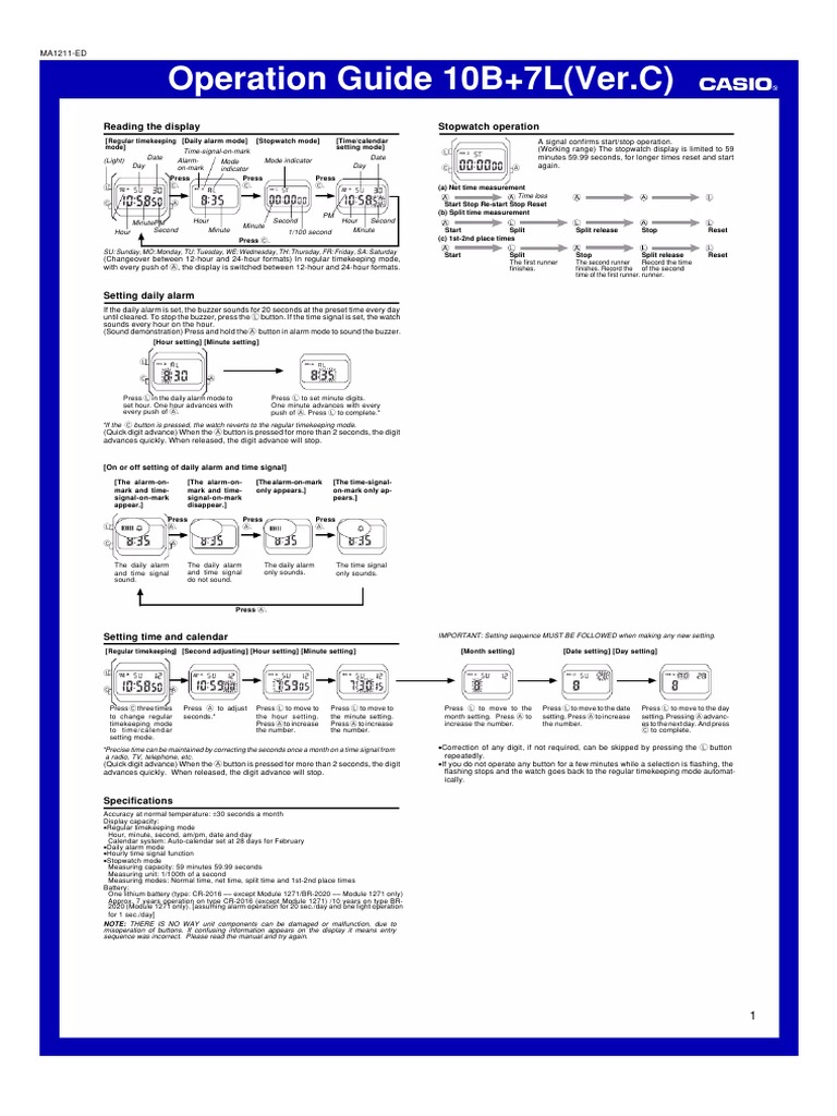 Manuale Casio A158WA-1DF (1 Pagine) | PDF
