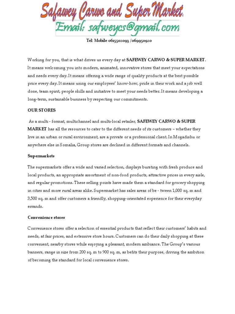 Supermarket Profile Pdf Supermarket Customer