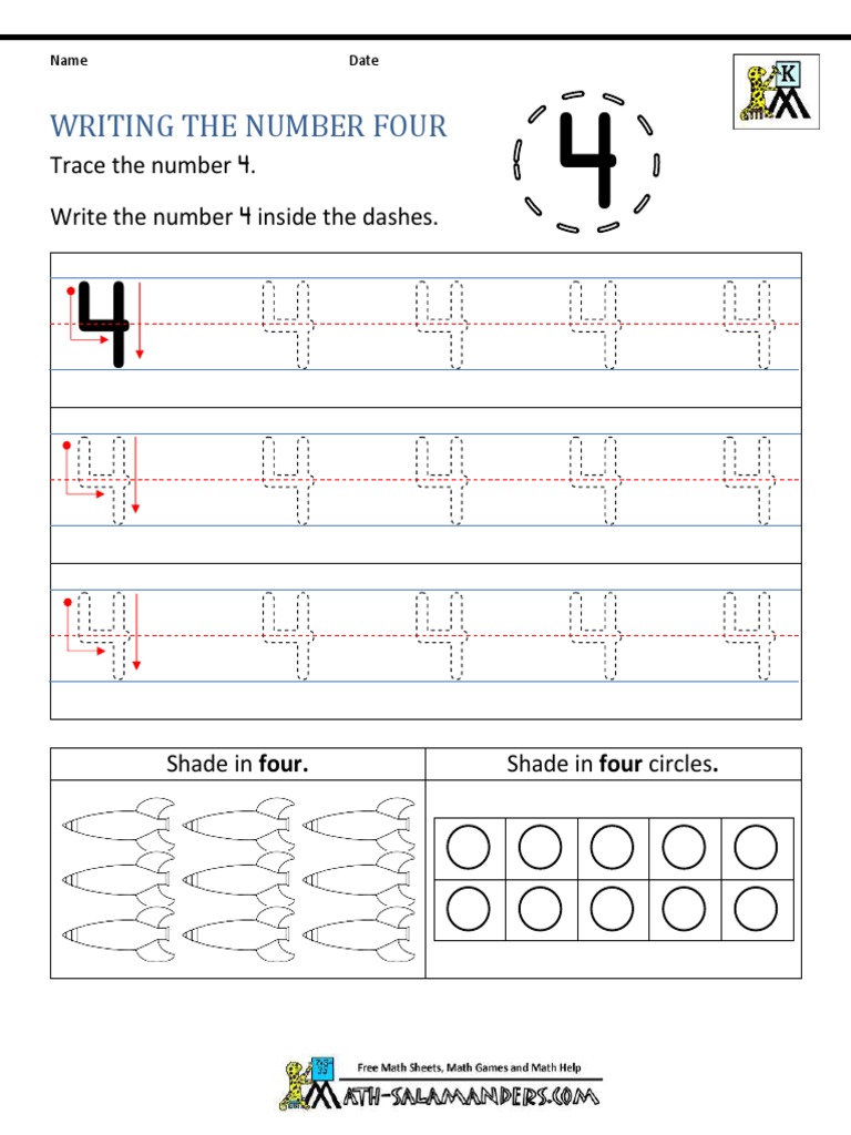 Writing Number 4 | PDF