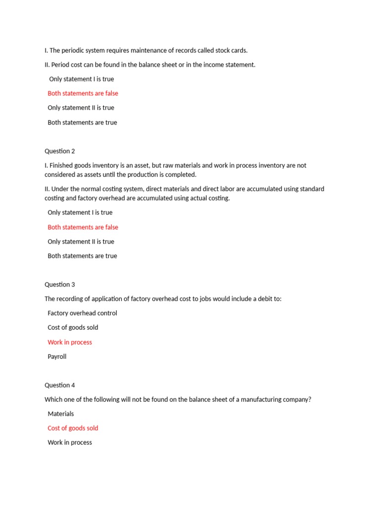 Both Statements Are False | PDF | Cost Of Goods Sold | Inventory