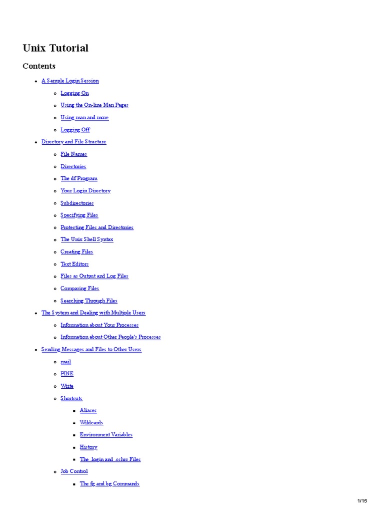 Unix Tutorial Web Version Pdf Computer File Filename 