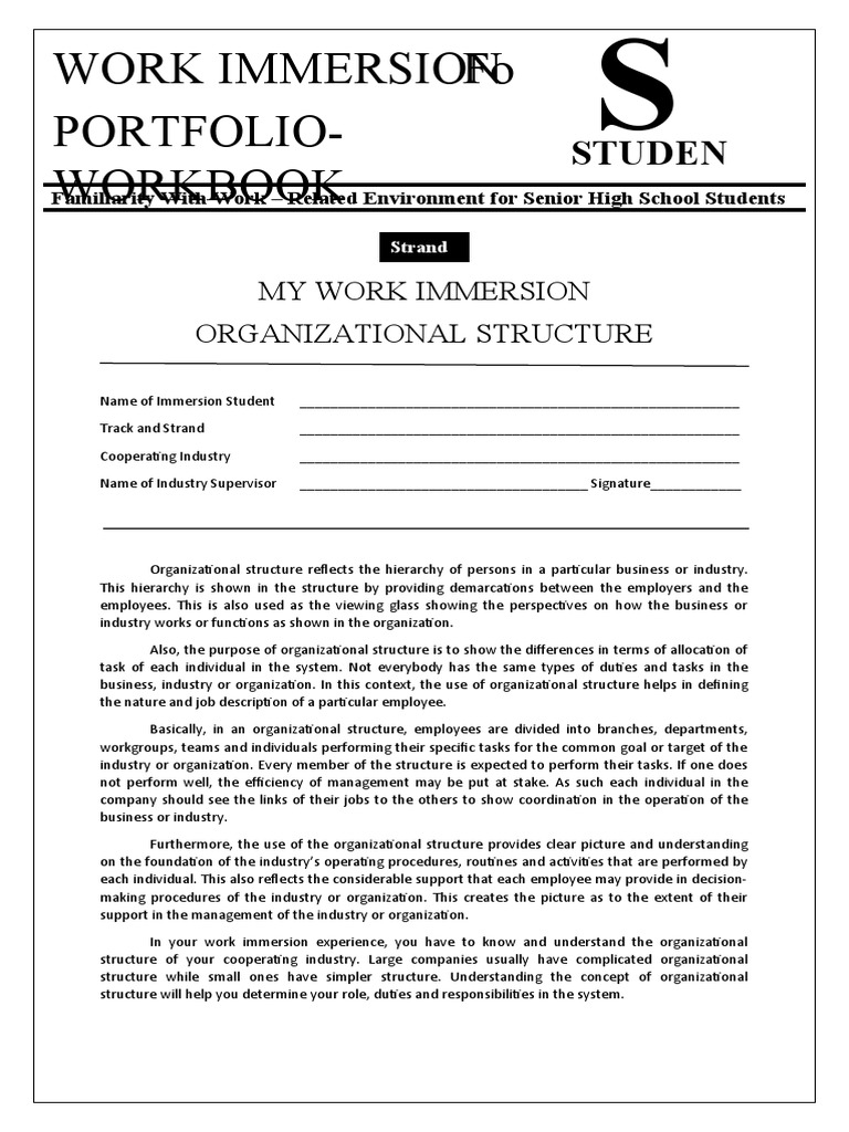 Organizational Structure Workbook | PDF | Organizational Structure ...