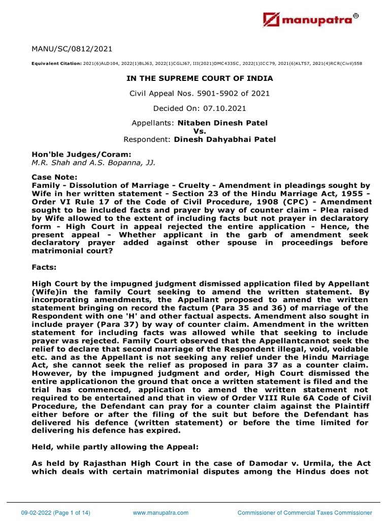 Amend The Written Statement | PDF | Lawsuit | Pleading