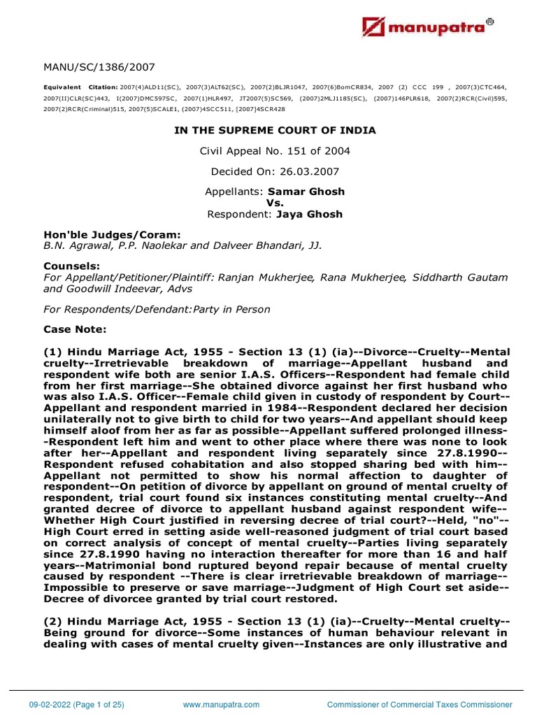 Samar Ghosh | PDF | Cruelty | Marriage