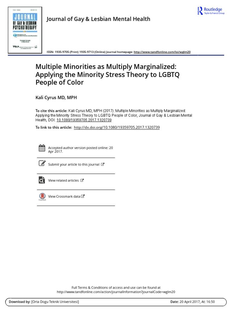 Multiple Minorities As Multiply Marginalized: Applying The Minority ...