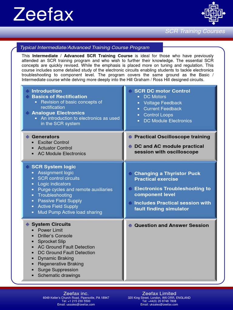 Intermediate - Advanced - SCR - Training Schedule Nu Blu Data Sheet ...