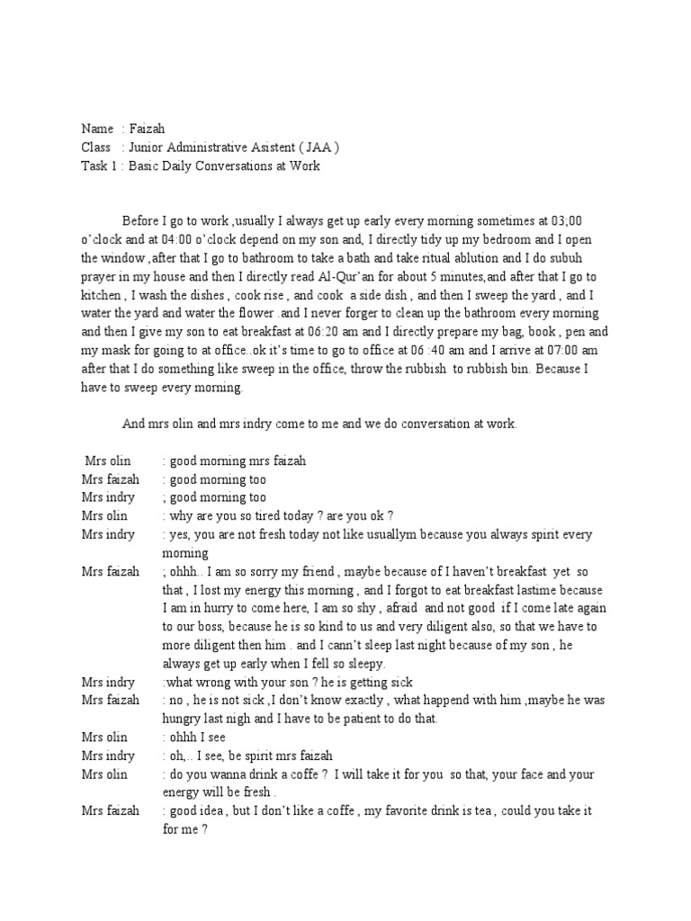 Daily Conversation at Work | PDF