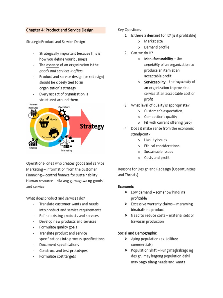 Chapter 4: Product and Service Design: Goods and Services It Offers ...