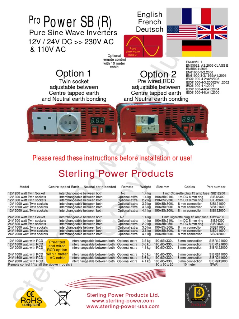 Instructions - Eng Sterling Inverter | PDF | Direct Current | Power Inverter