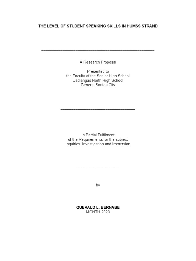 The Level of Student Speaking Skills in Humss Strand | PDF ...