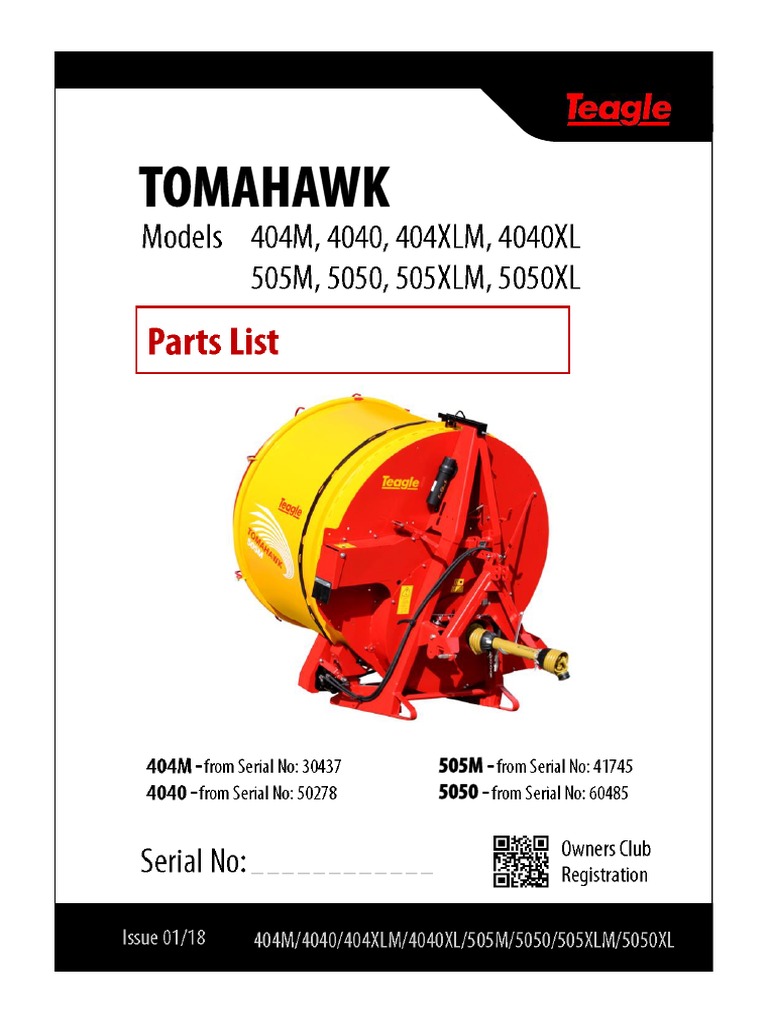 Tomahawk 404M 4040 404XLM 4040XL 505M 5050 500XLM 5050XL Parts List | PDF | Tractor ...