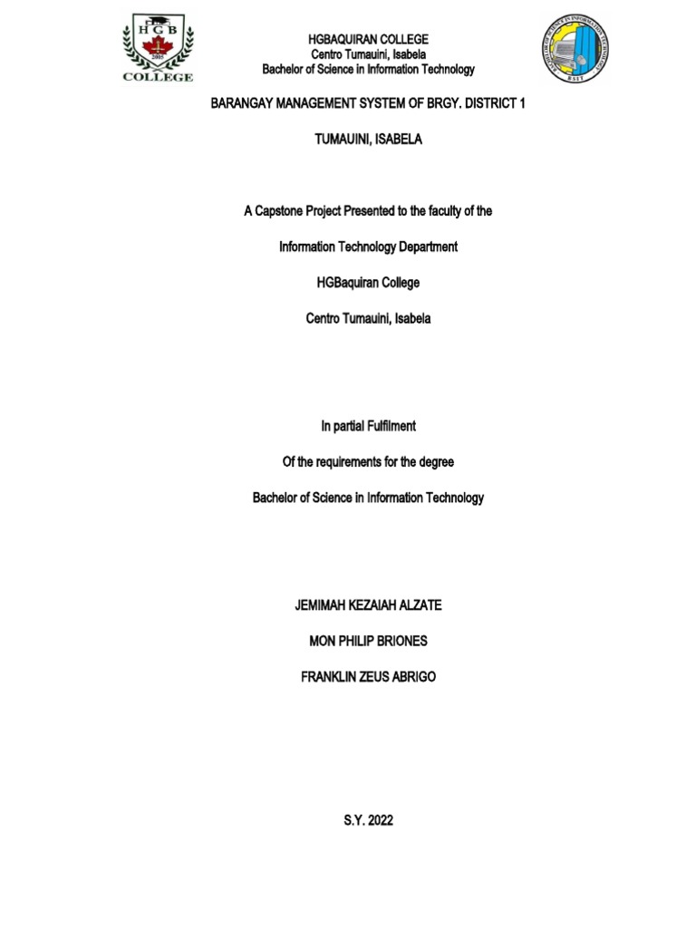 Barangay Management System Pdf Cognition