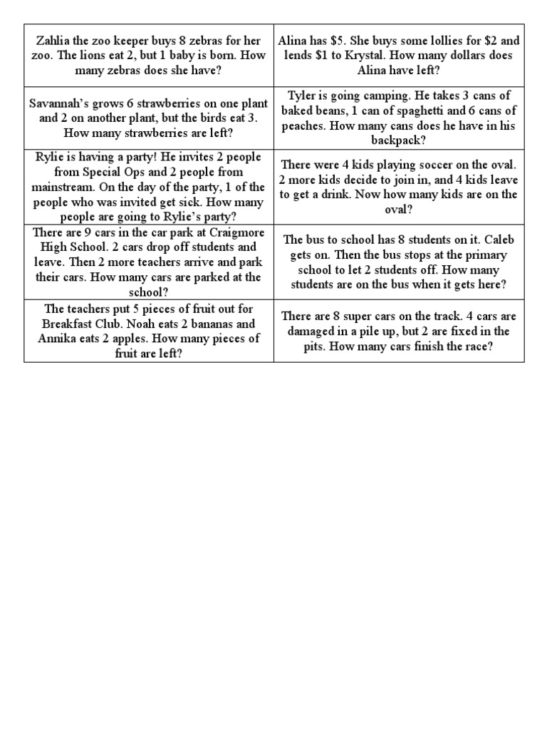 Word Problems - 2-Step Addtion & Subtraction | PDF