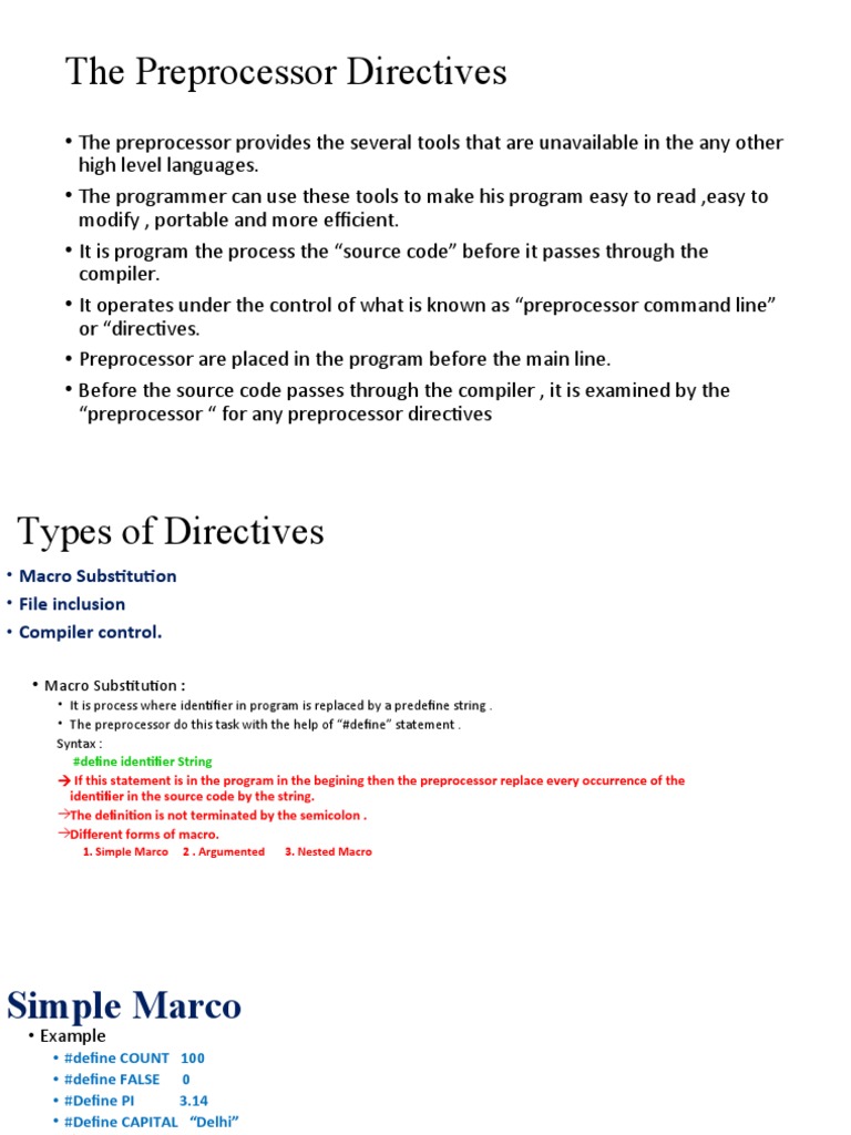 The Preprocessor Directives | PDF | Scope (Computer Science) | Variable (Computer Science)