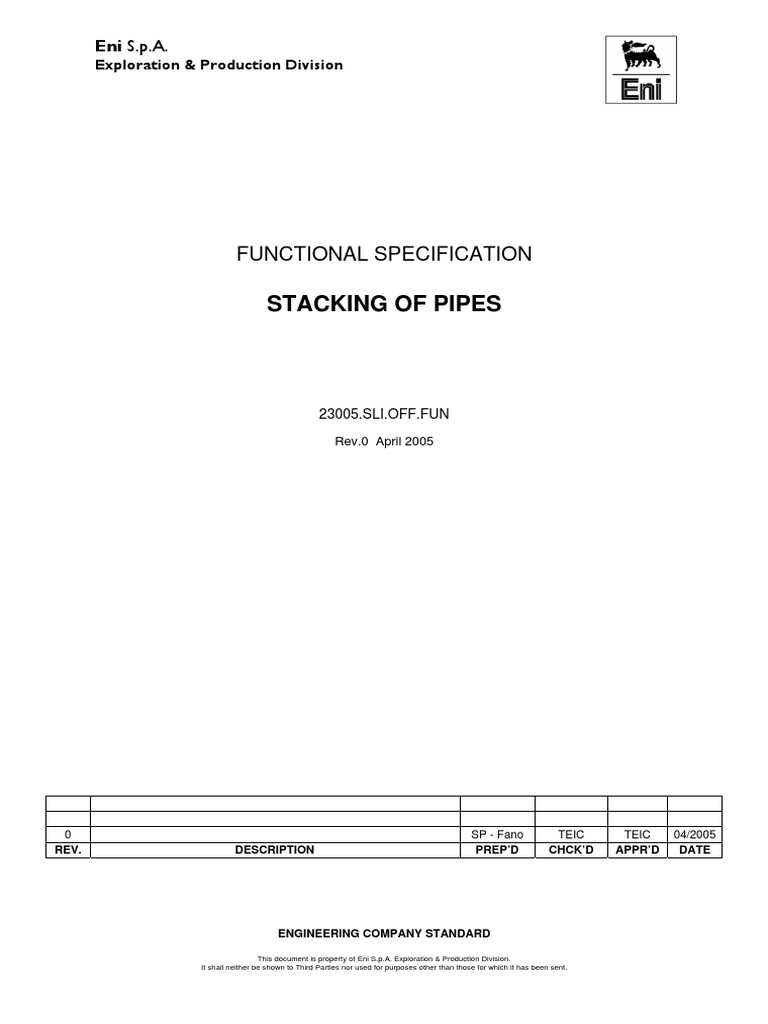 Stacking of Pipes: Functional Specification | PDF | Specification ...
