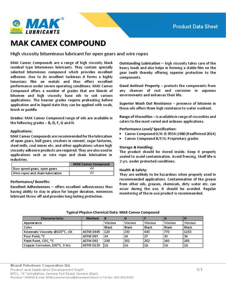 Mak Camex Compound Pdf Asphalt Lubricant