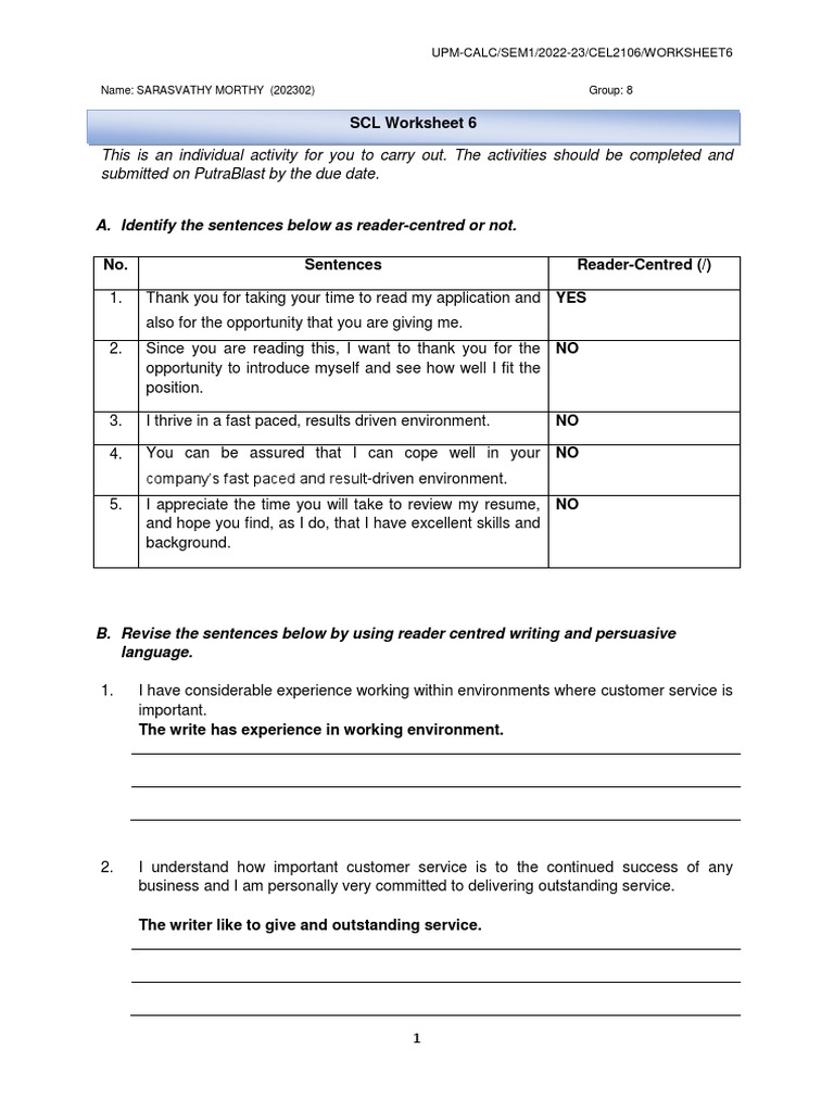 This Is An Individual Activity For You To Carry Out. The Activities ...