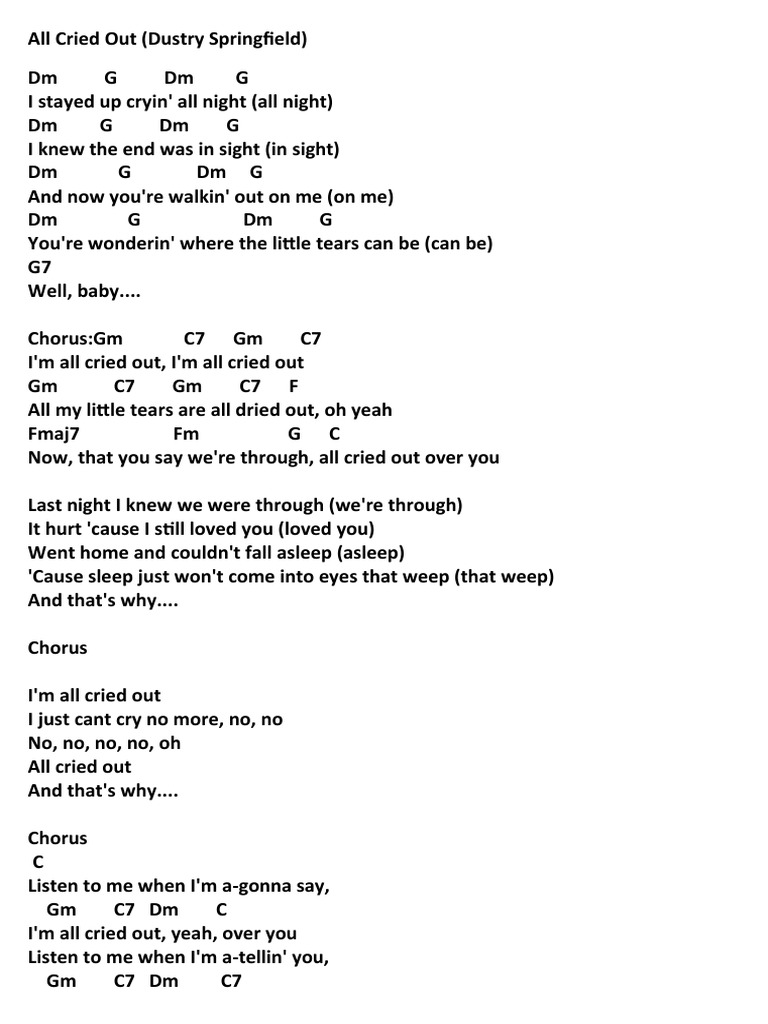 All Cried Out: Lyrics Analysis | PDF