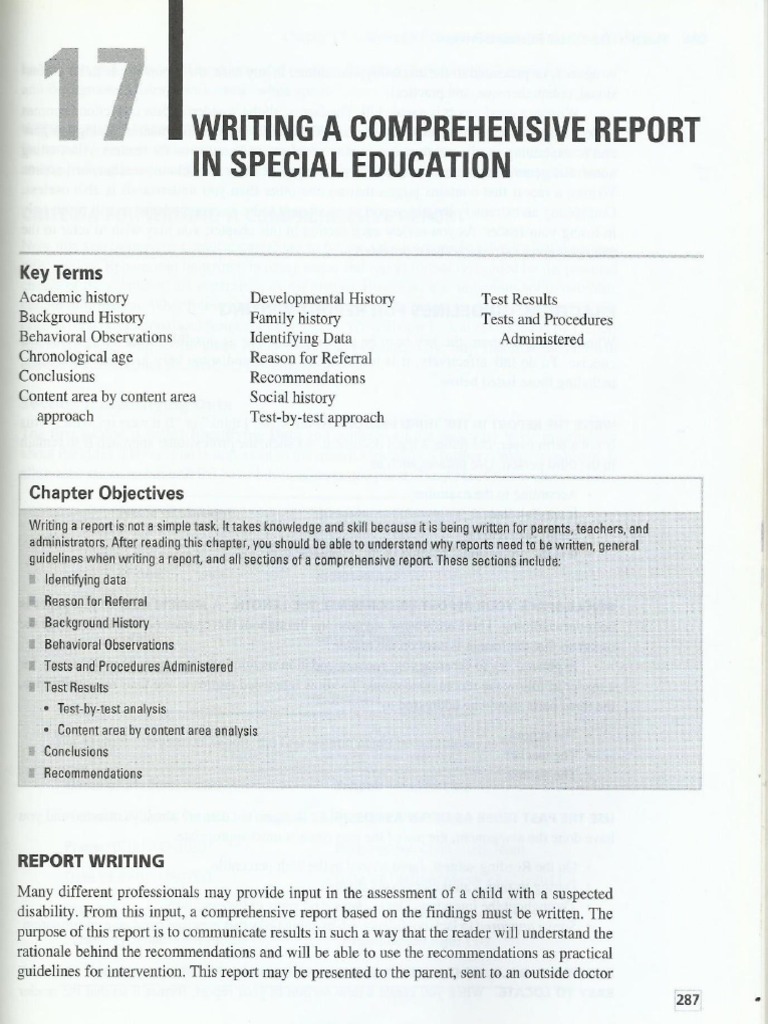 Writing A Comprehensive Report in Sped | PDF