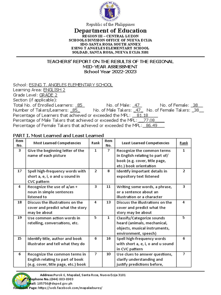 Grade 2 Mid-Year Assessment Insights | PDF