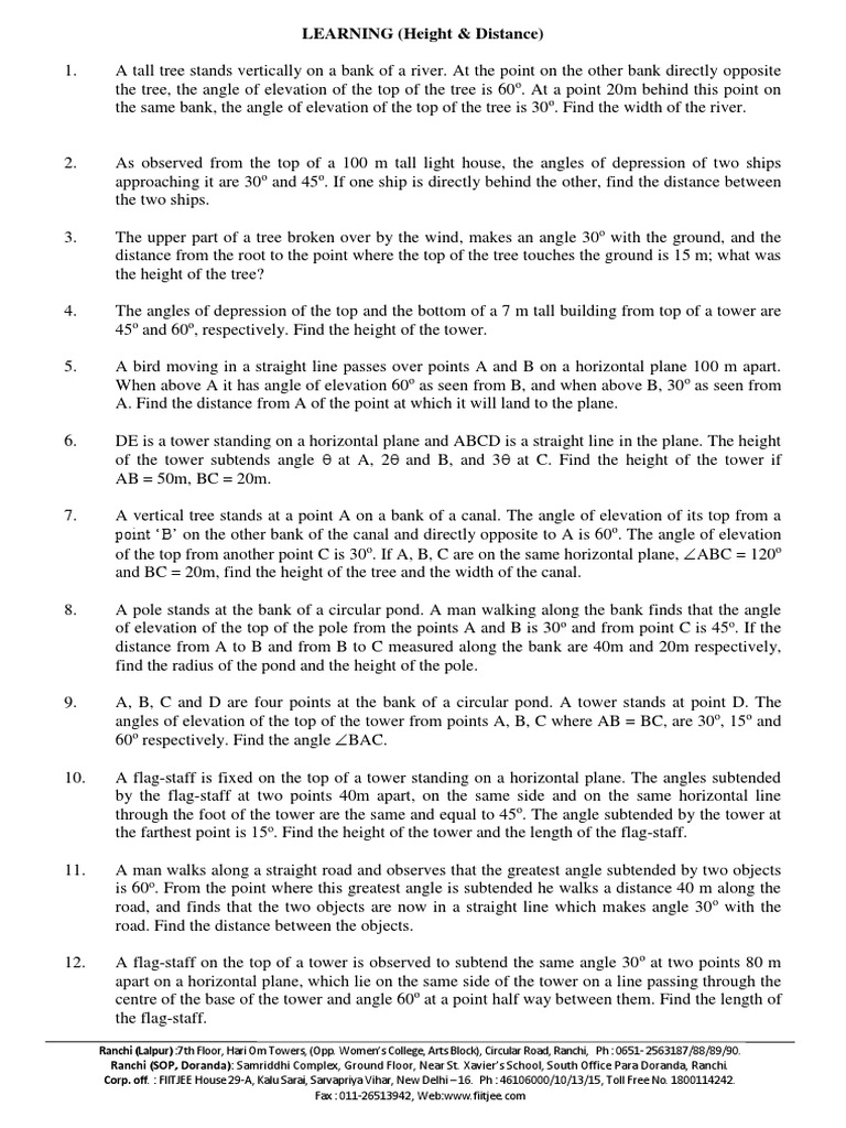 Learning - Height & Distance-1 | PDF | Angle | Length