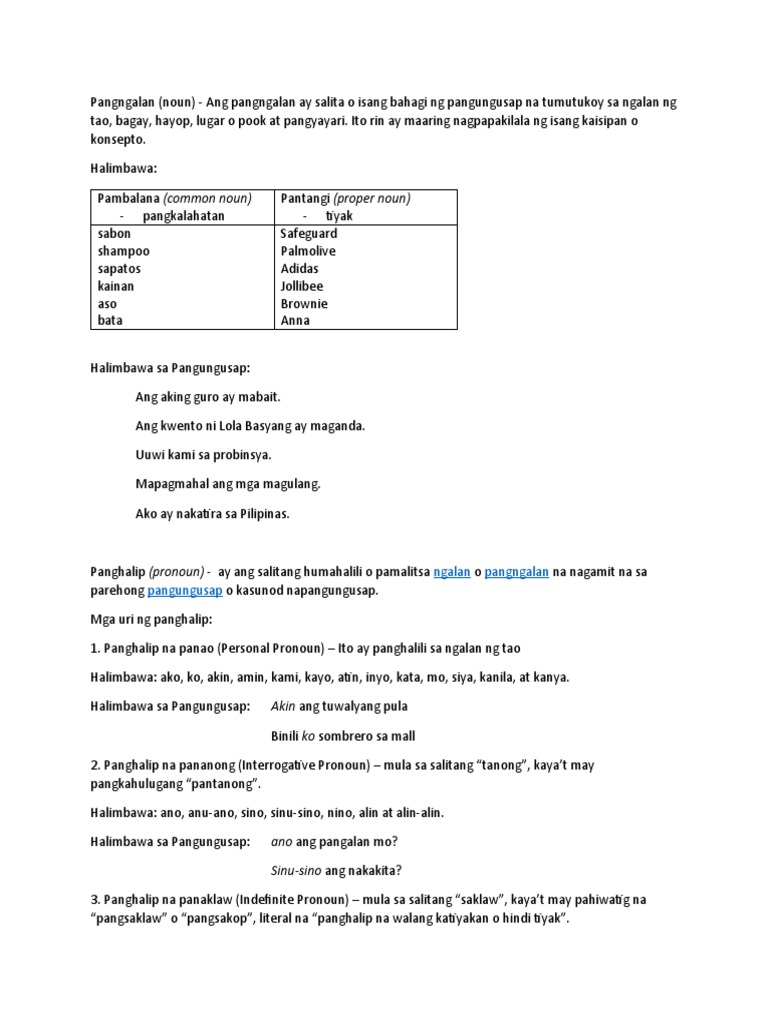 Pangngalan at Panghalip | PDF