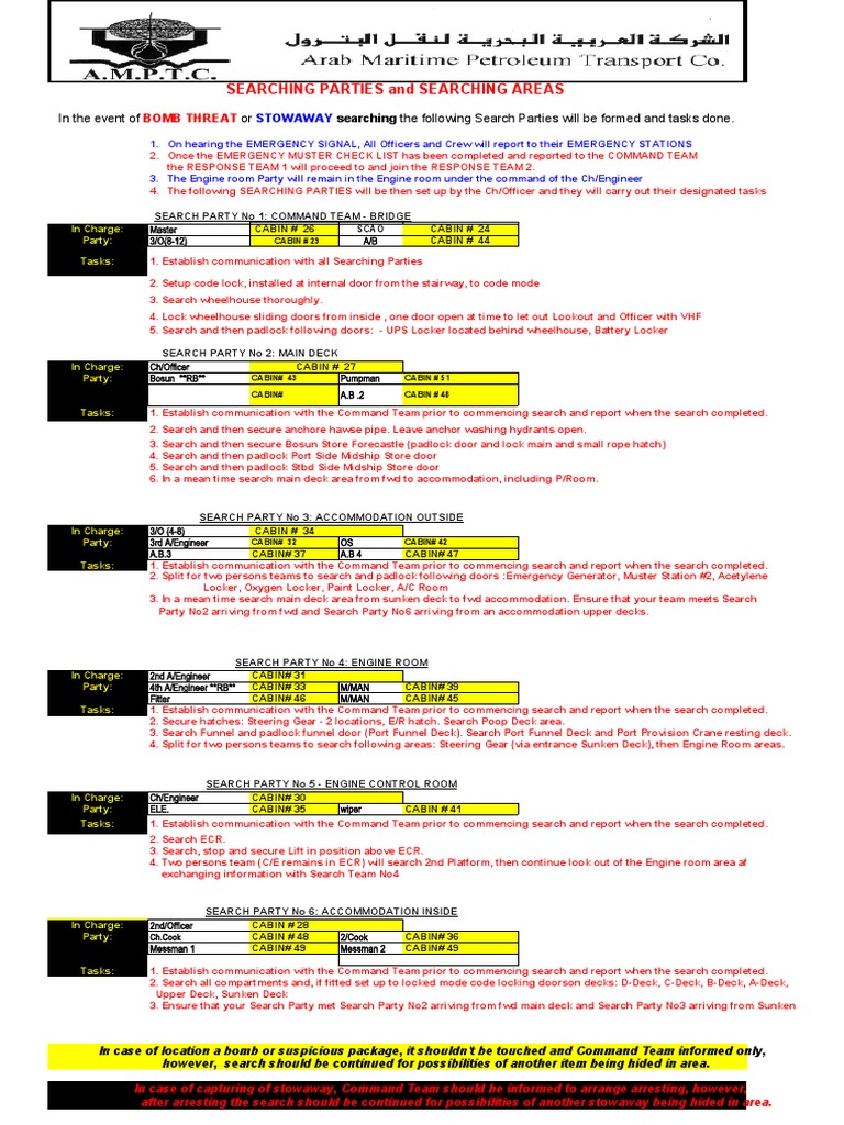 Searching Parties and Searching Areas: Bomb Threat | PDF | Microsoft ...