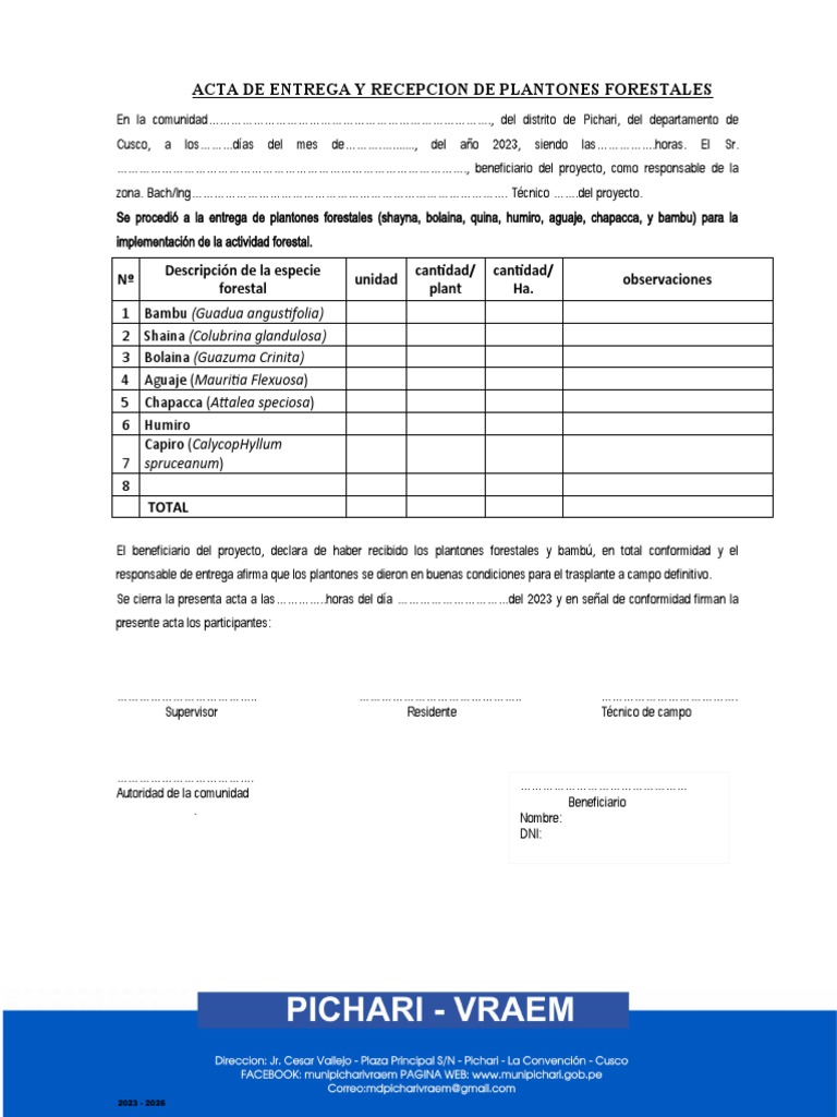 Acta de Entrega | PDF