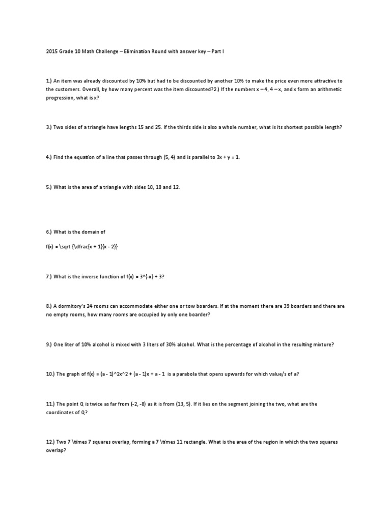 2015 Grade 10 Mtap Pdf Area Mathematical Objects