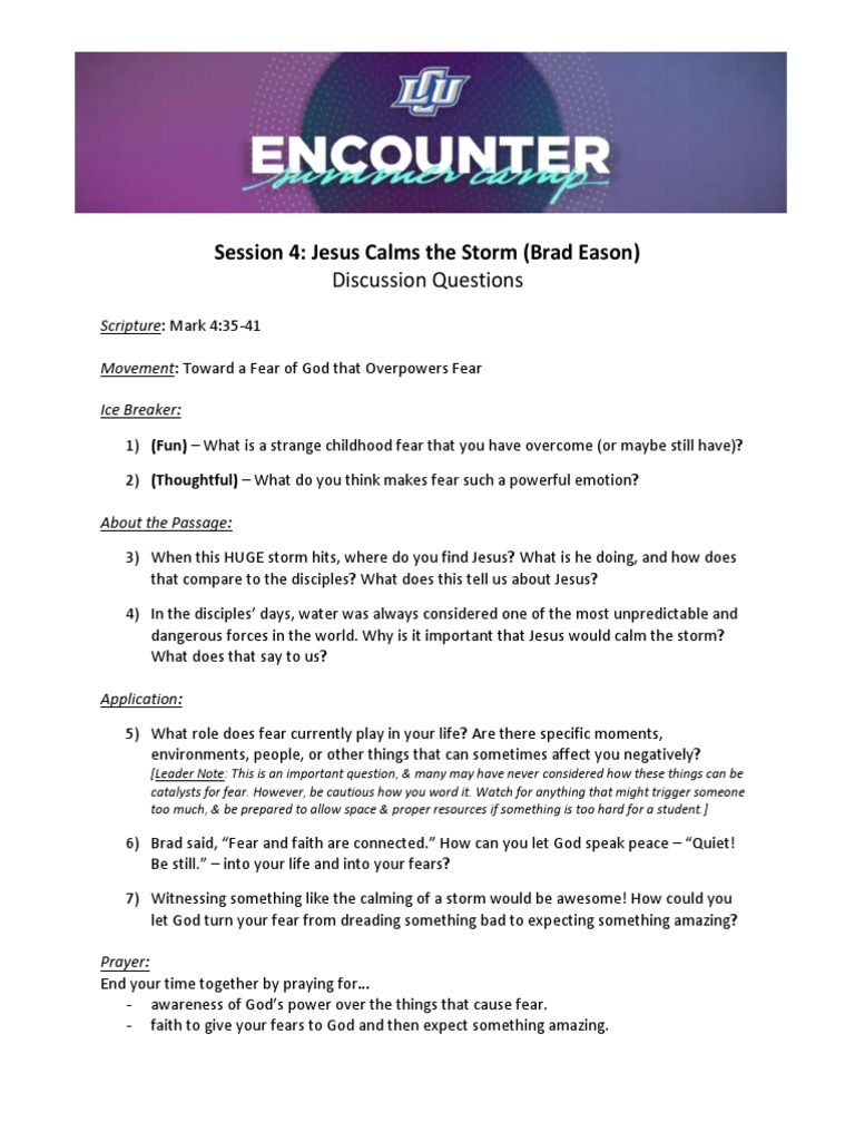 Jesus Calms the Storm: Discussion Guide | PDF