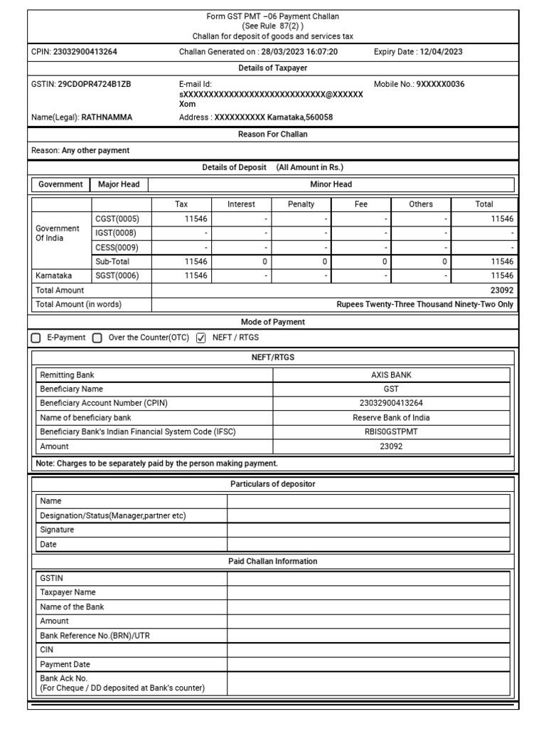 GST Challan | Download Free PDF | Services (Economics) | Banking Technology