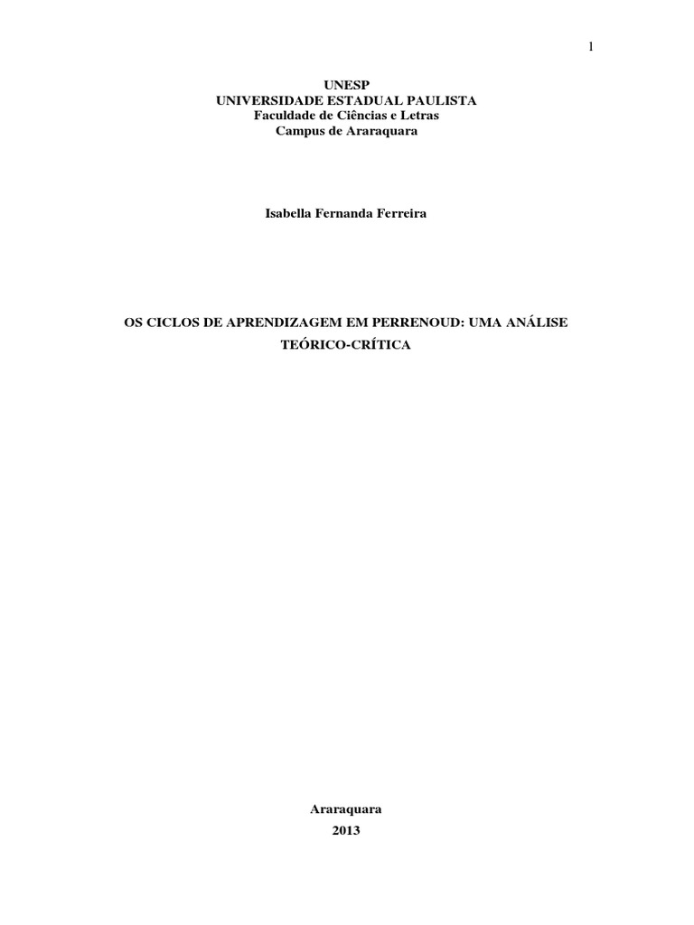 Os ciclos de aprendizagem em Perrenoud uma análise teórico-crítica ...