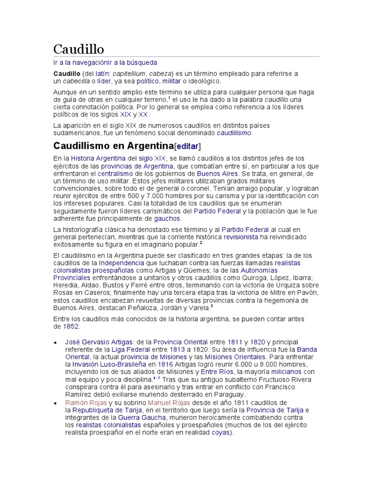 Caudillo | PDF | Argentina | América del Sur