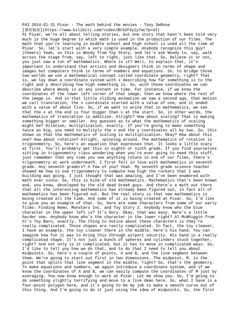 Pixar's Math Magic in Animation | PDF | Mathematics | Pixar