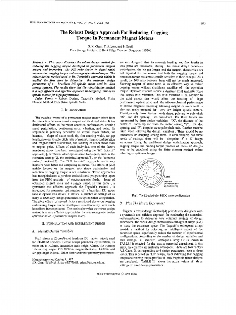 The Robust Design Approach For Reducing Cogging Torque in Permanent ... The Robust Design Approach For Reducing Cogging Torque in Permanent ...