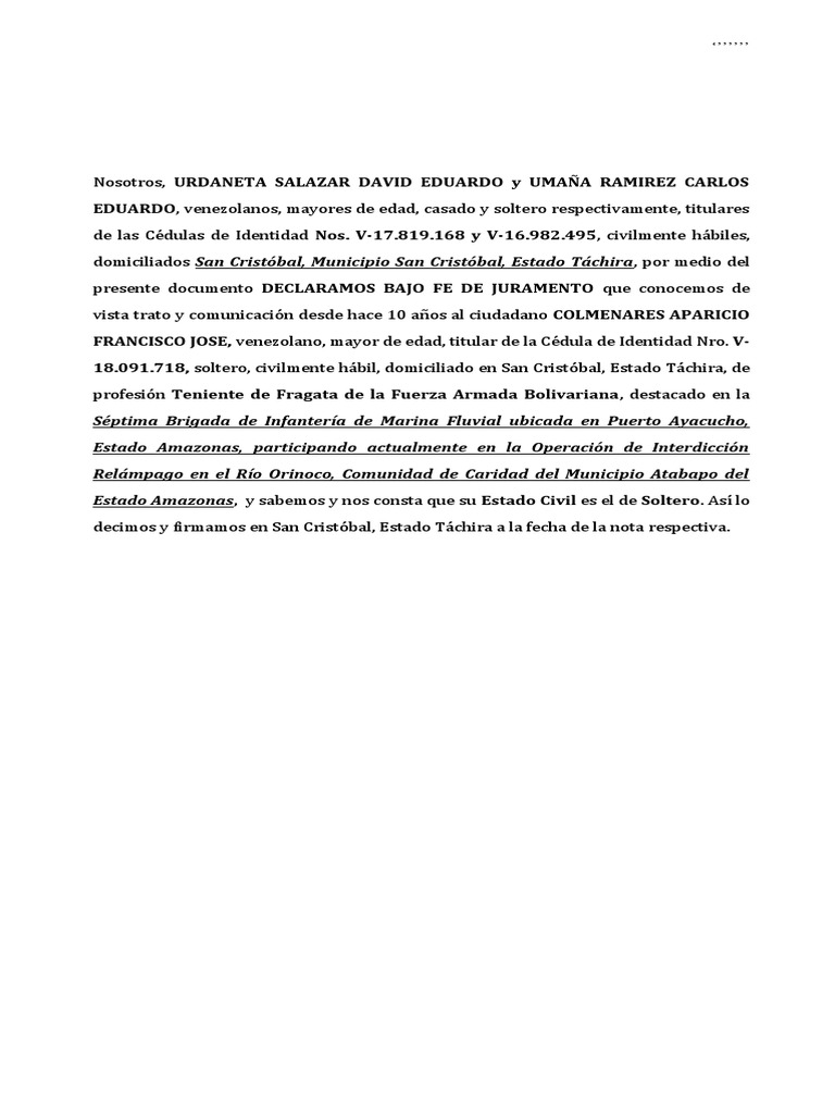 Carta de Solteria | PDF