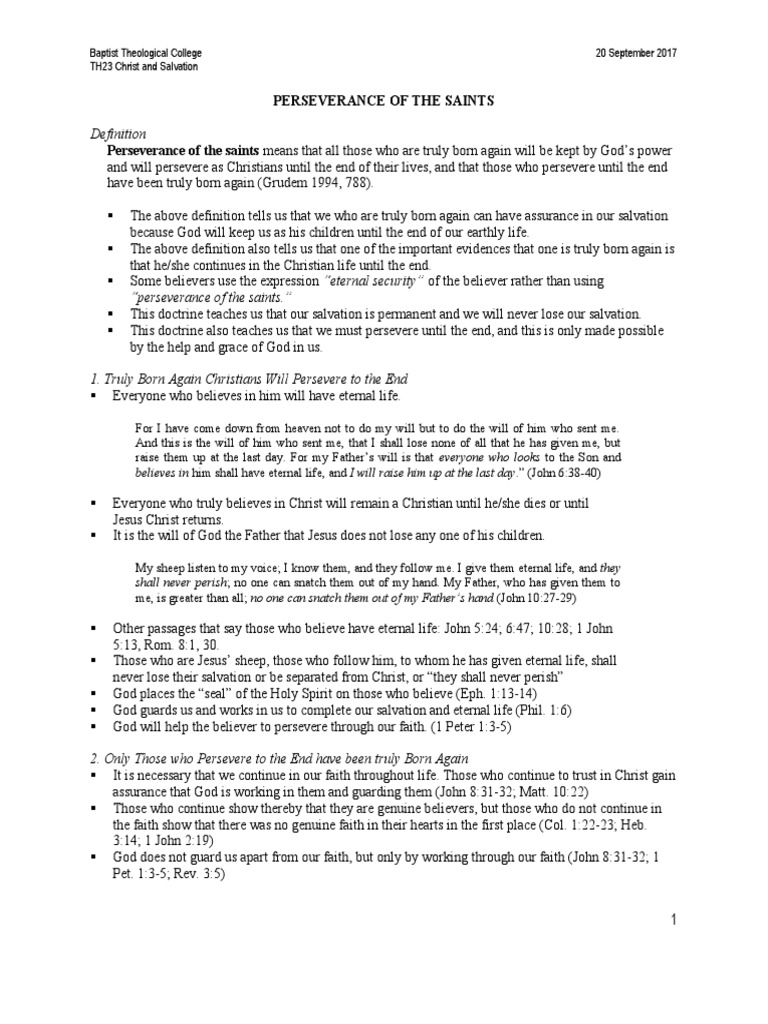 Perseverance of the Saints Explained | PDF | Perseverance Of The Saints ...