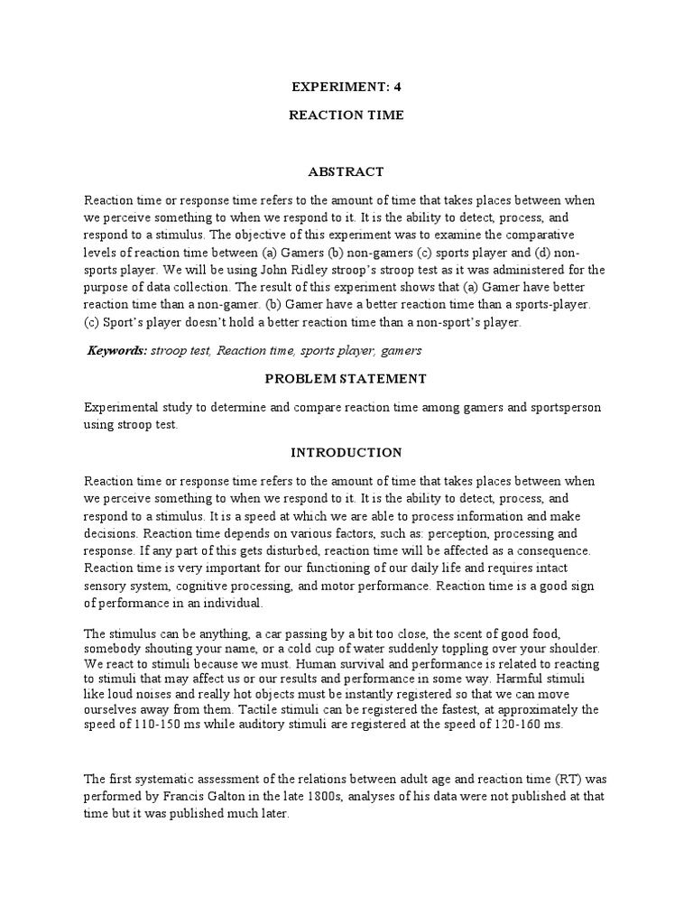 EXPERIMENT 4 Khushbu Sikligar | PDF | Mental Chronometry | Perception