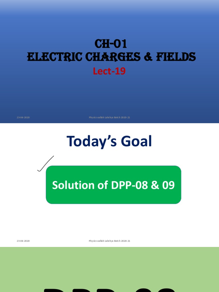 Electric Charges & Fields DPP Solutions | PDF | Sphere | Physics